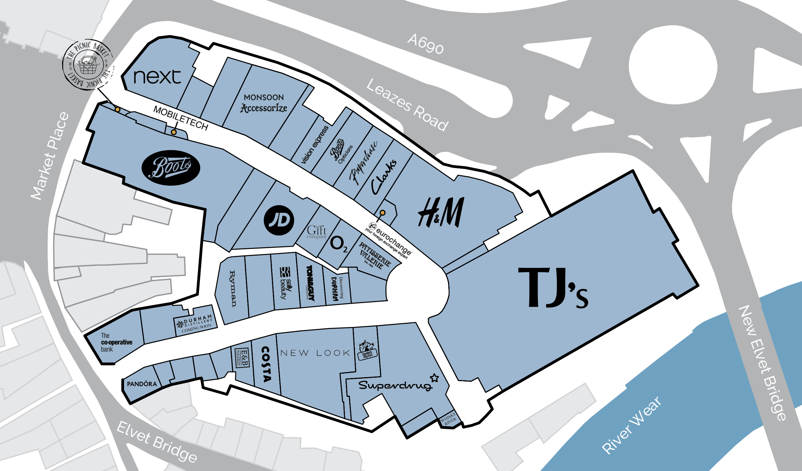Map - Prince Bishops Shopping Centre
