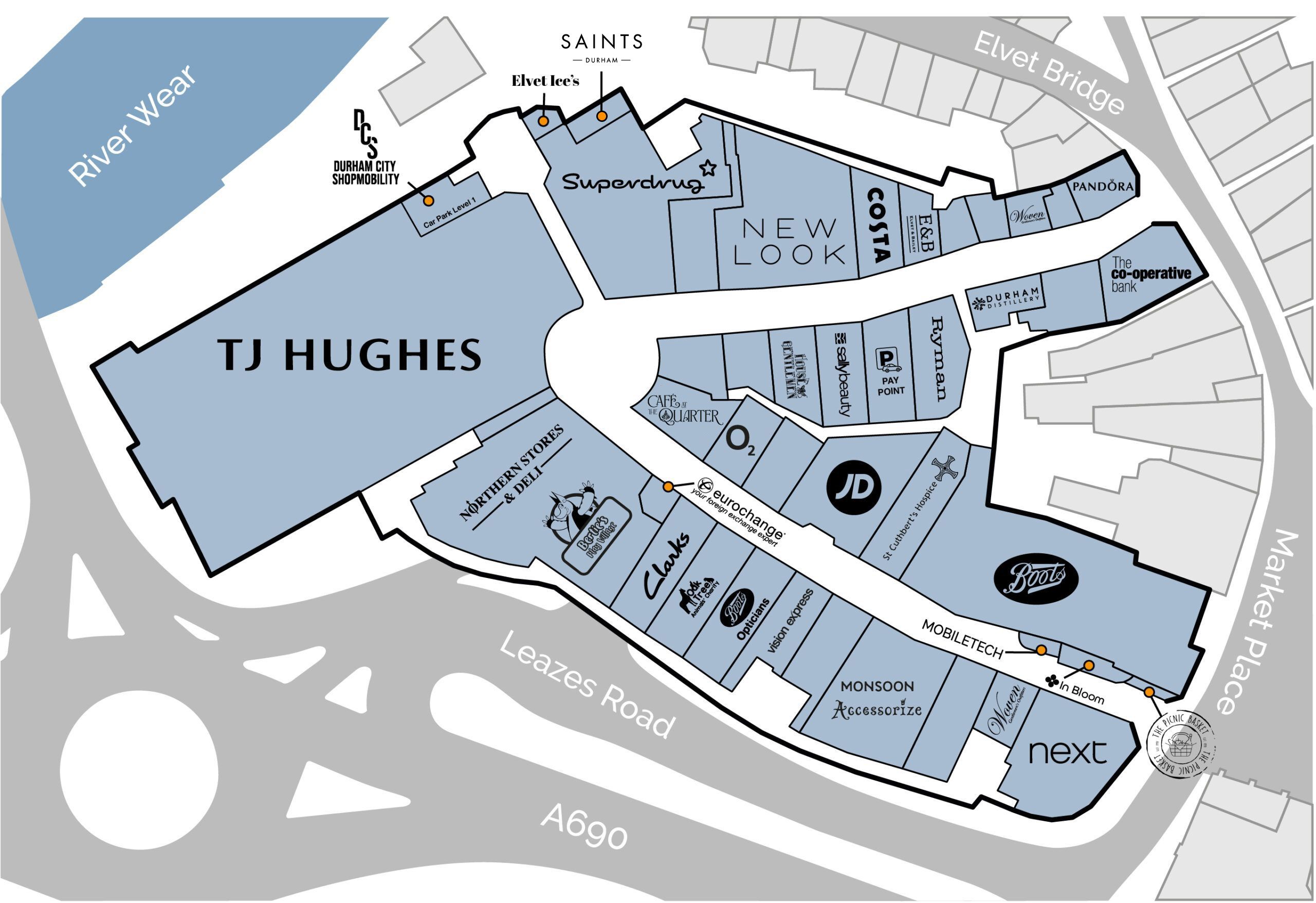 Map - Prince Bishops Shopping Centre